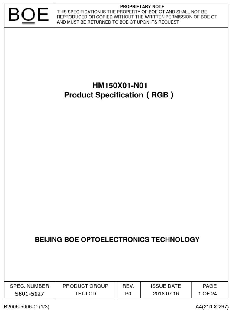 HM150X01-N01-product Spec RGB P0 20180717 | PDF | Backlight | Liquid ...