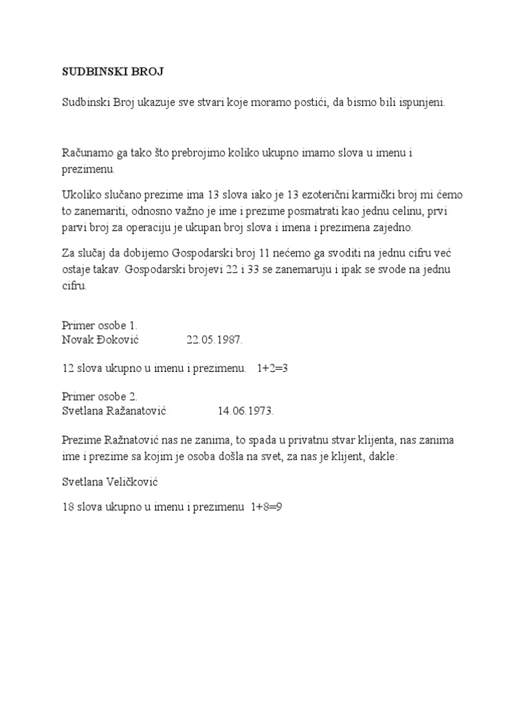 02.sudbinski Broj | PDF