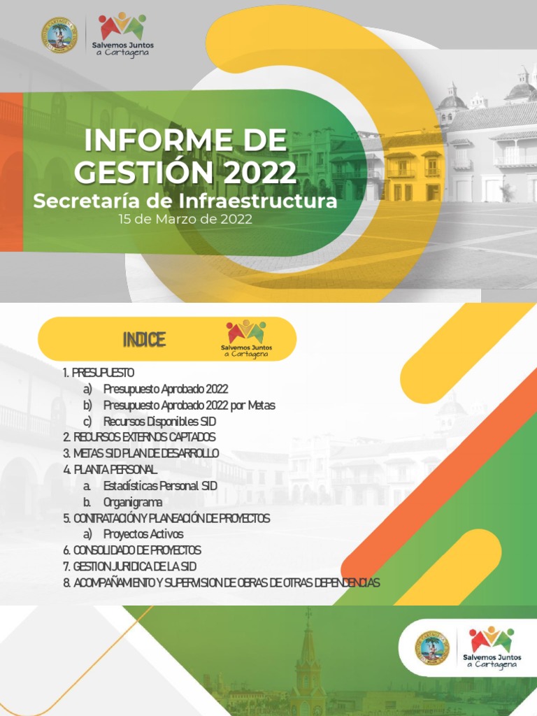 PRESENTACION-INFORME-DE-GESTION-SECRETARIA-DE-INFRAESTRUCTURA | PDF | Infraestructura | Economias