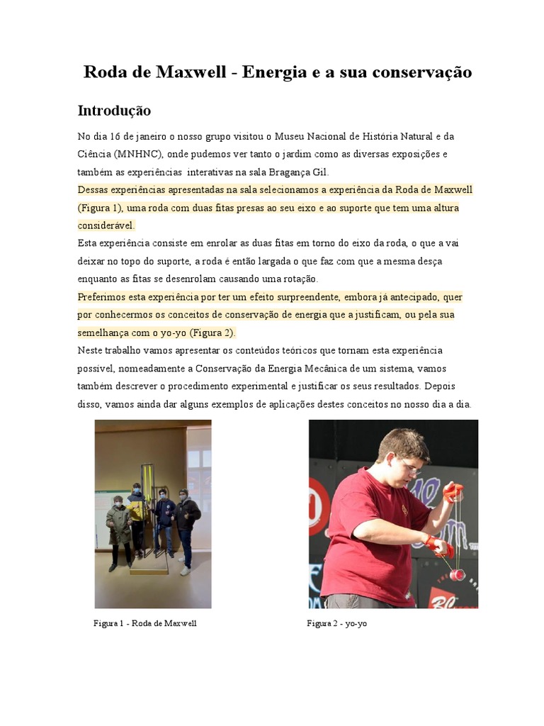 Roda de Maxwell | PDF | Motores | Energia cinética