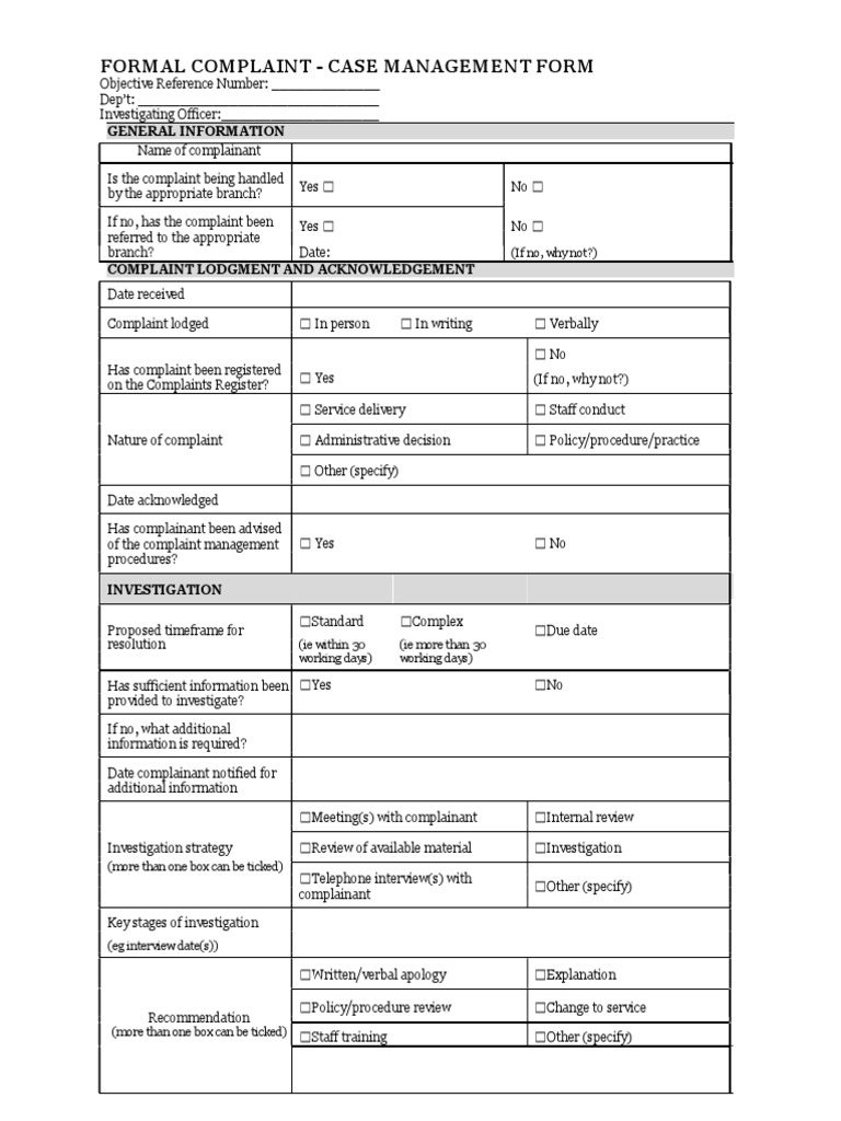Case Management Form | PDF