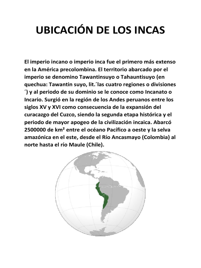 Ubicación de Los Incas | PDF | Viajes y turismo | Clásicos