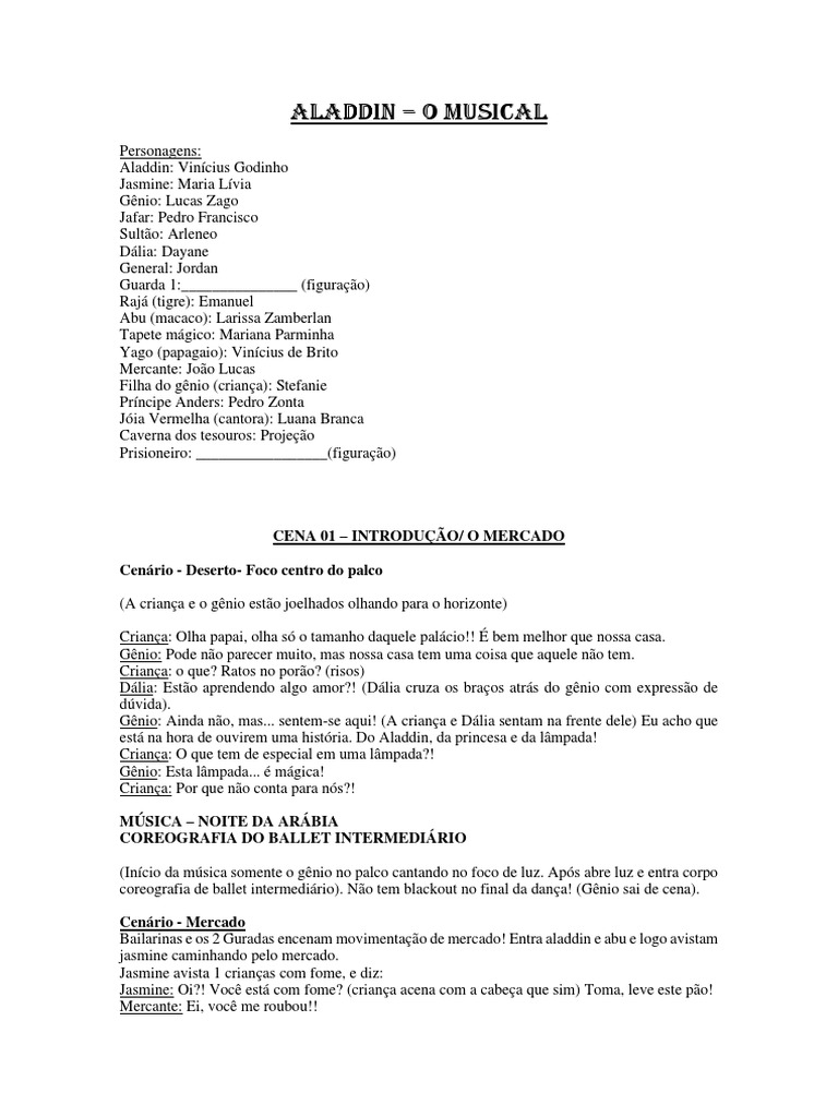 ALADDIN - O Musical (SCRIPT) | PDF