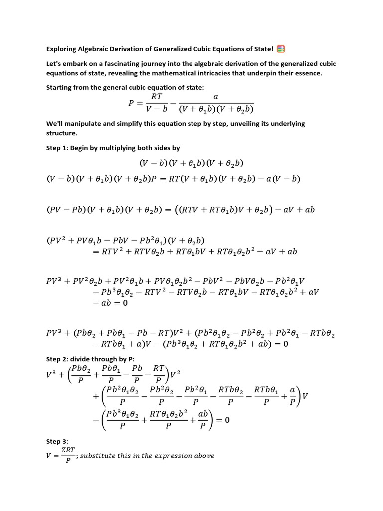 Algebraic Derivation of Cubic Equations | PDF | Equations | Applied ...