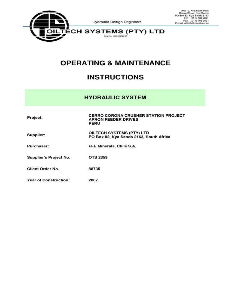 O&m Manual Draft | PDF | Pump | Machines