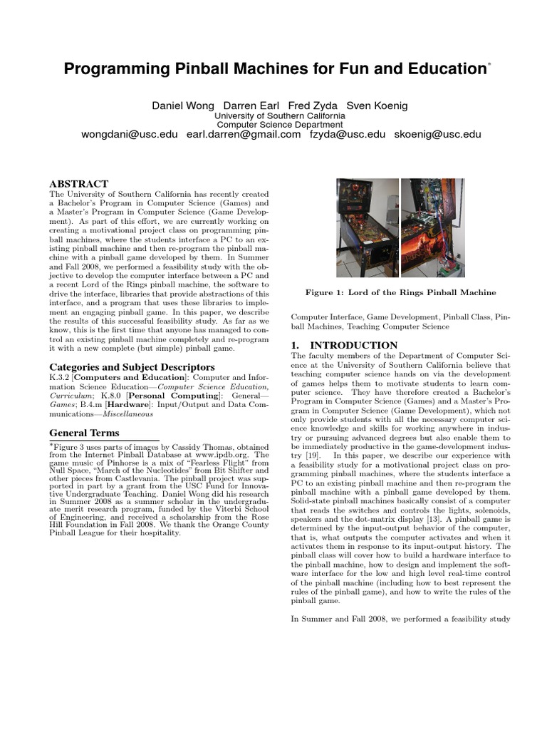 Programming Pinball Machines | PDF | Input/Output | Personal Computers Programming Pinball Machines | PDF | Input/Output | Personal Computers