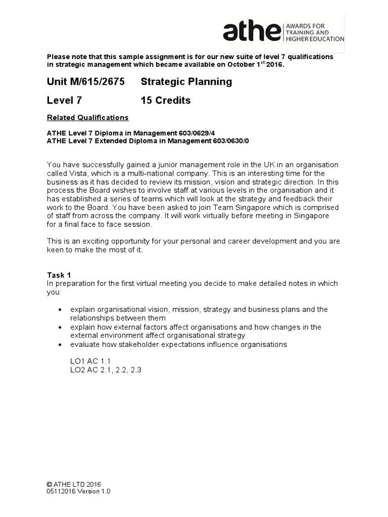 Level 7 Strategic Management Assignment | PDF | Strategic Planning ...