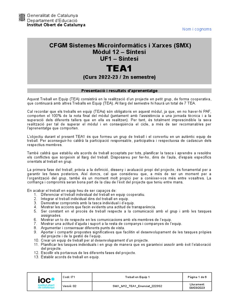 SMX m12 Tea1 Enunciat 2223s2 | PDF