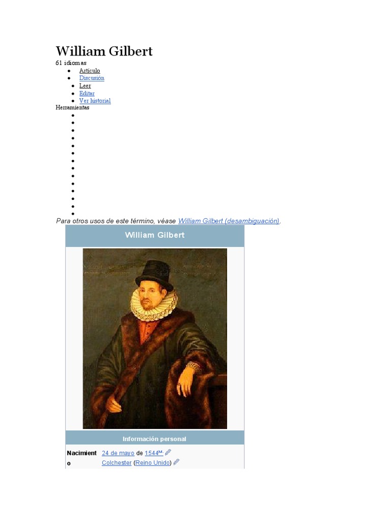 William Gilbert | PDF | Física | Ciencias fisicas