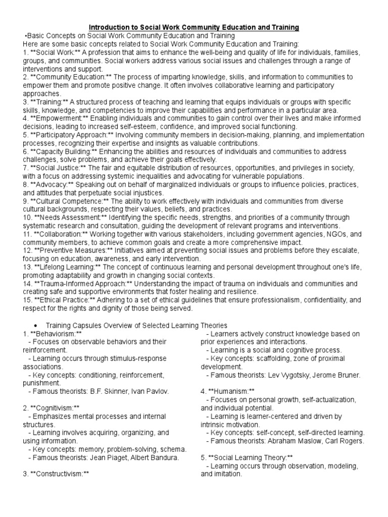 Introduction To Social Work Community Education and Training | PDF ...