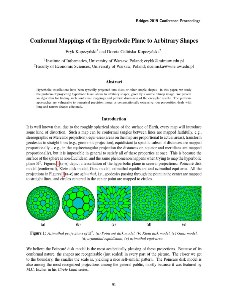 Conformal Mappings of The Hyperbolic Plane To Arbitrary Shapes | PDF | Hyperbolic Geometry ...