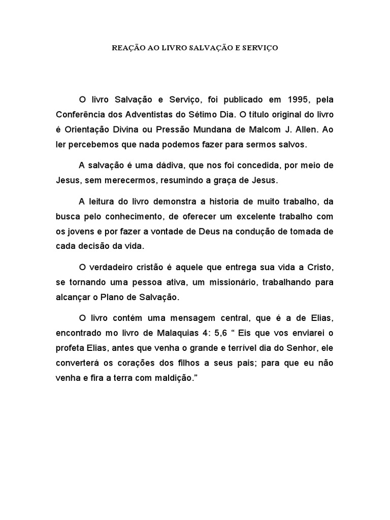 Livro Salvação E Serviço Reação Pdf