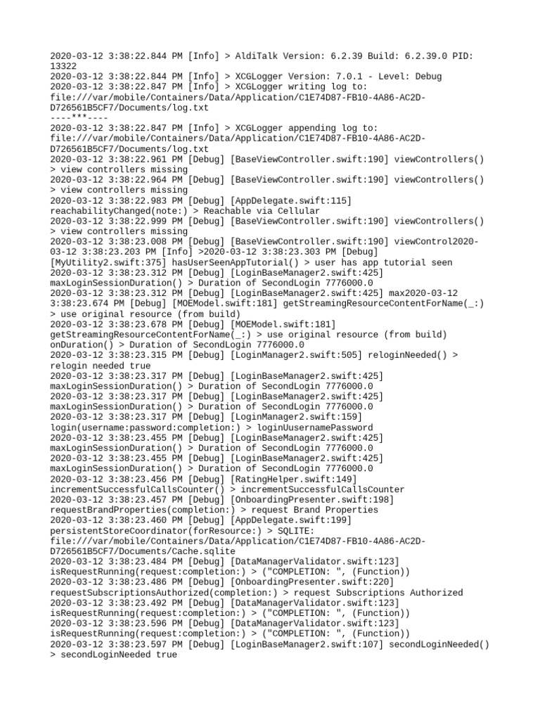 Log | PDF | Cache (Computing) | Swift (Programming Language)