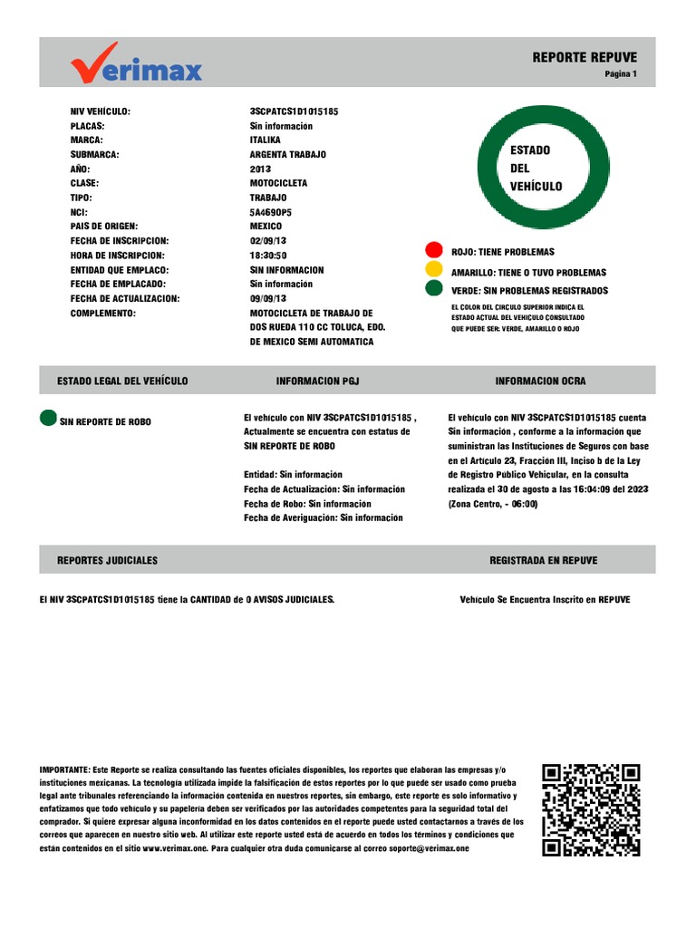 Reporte Repuve: Estado DEL Vehículo | PDF