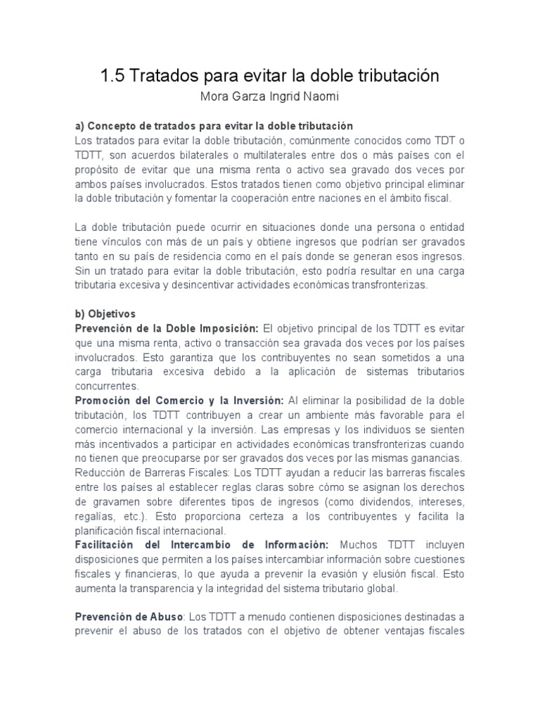 Tratados para Evitar La Doble Tributación | PDF | Impuestos | Doble ... Tratados para Evitar La Doble Tributación | PDF | Impuestos | Doble ...