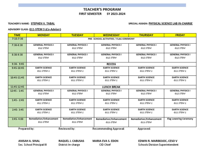 Sample Teachers Program | PDF