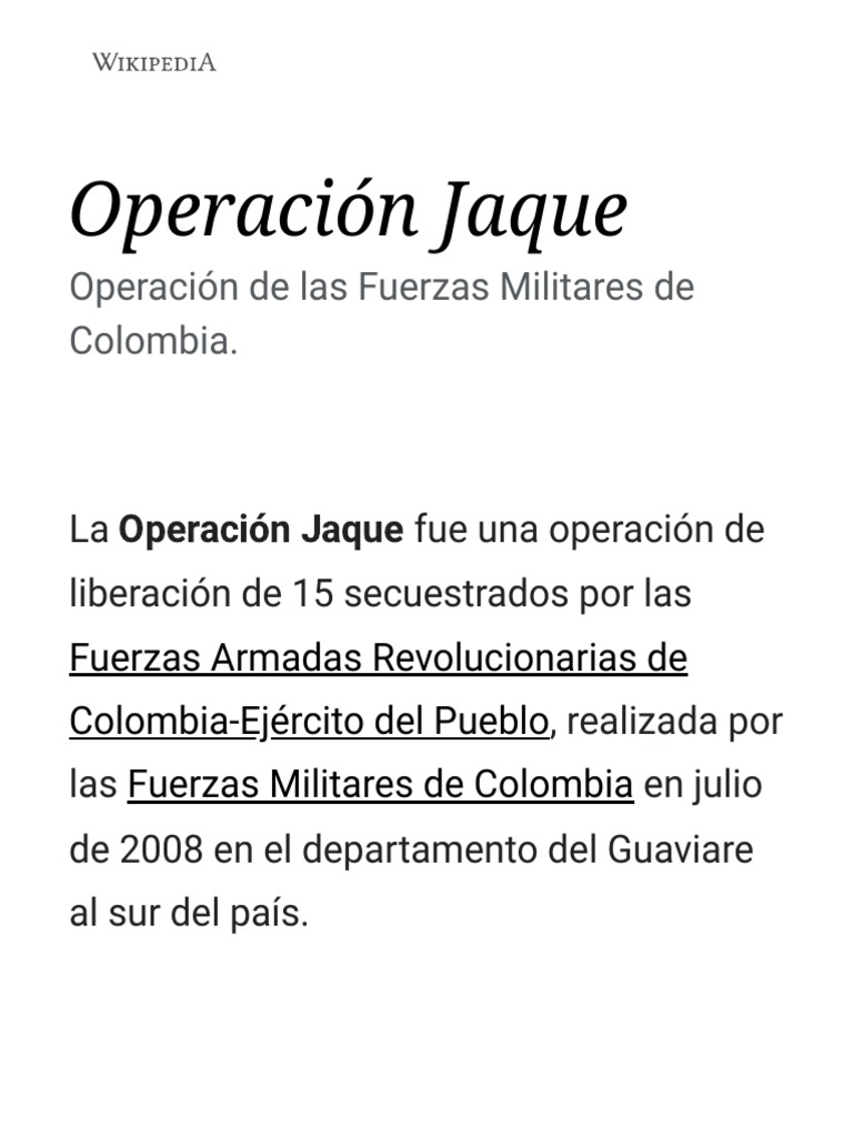 Operación Jaque - Wikipedia, La Enciclopedia Libre | PDF | Seguridad ...