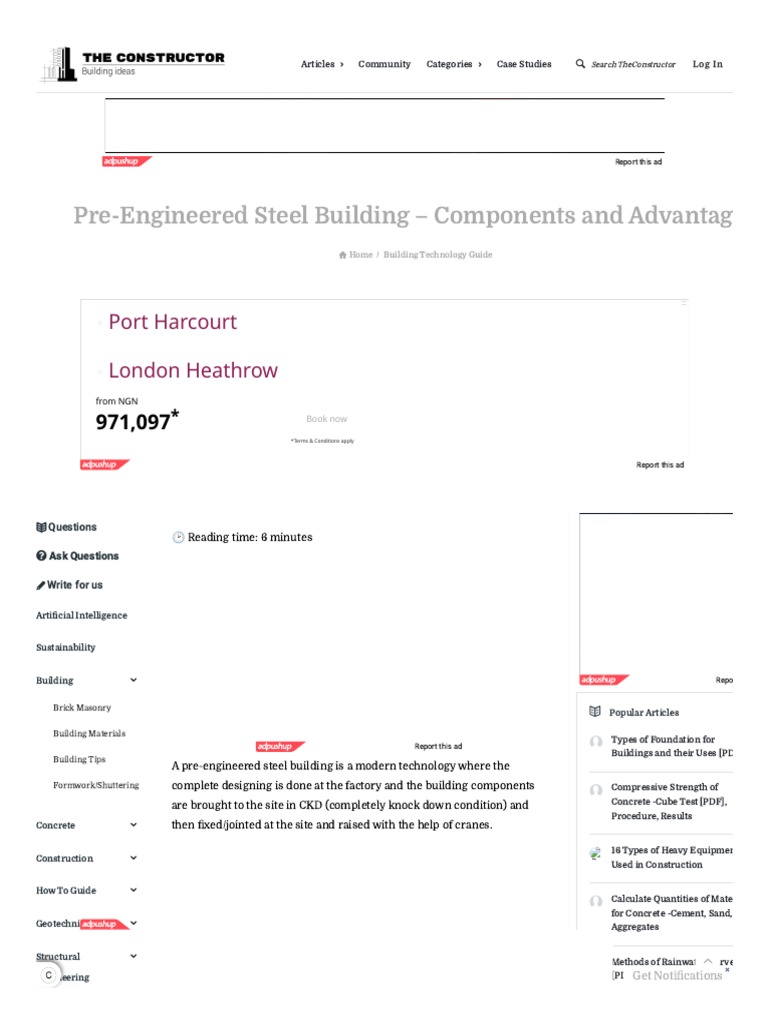 Pre-Engineered Steel Building Guide | PDF | Concrete | Column