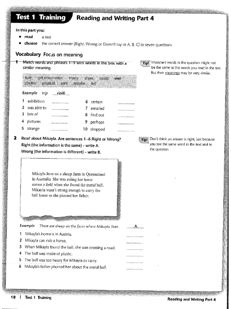 KET Reading Part 4 | PDF