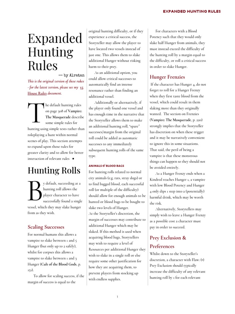 Expanded Hunting Rules (Standalone Version) - 1 | PDF | Predation | Hunting
