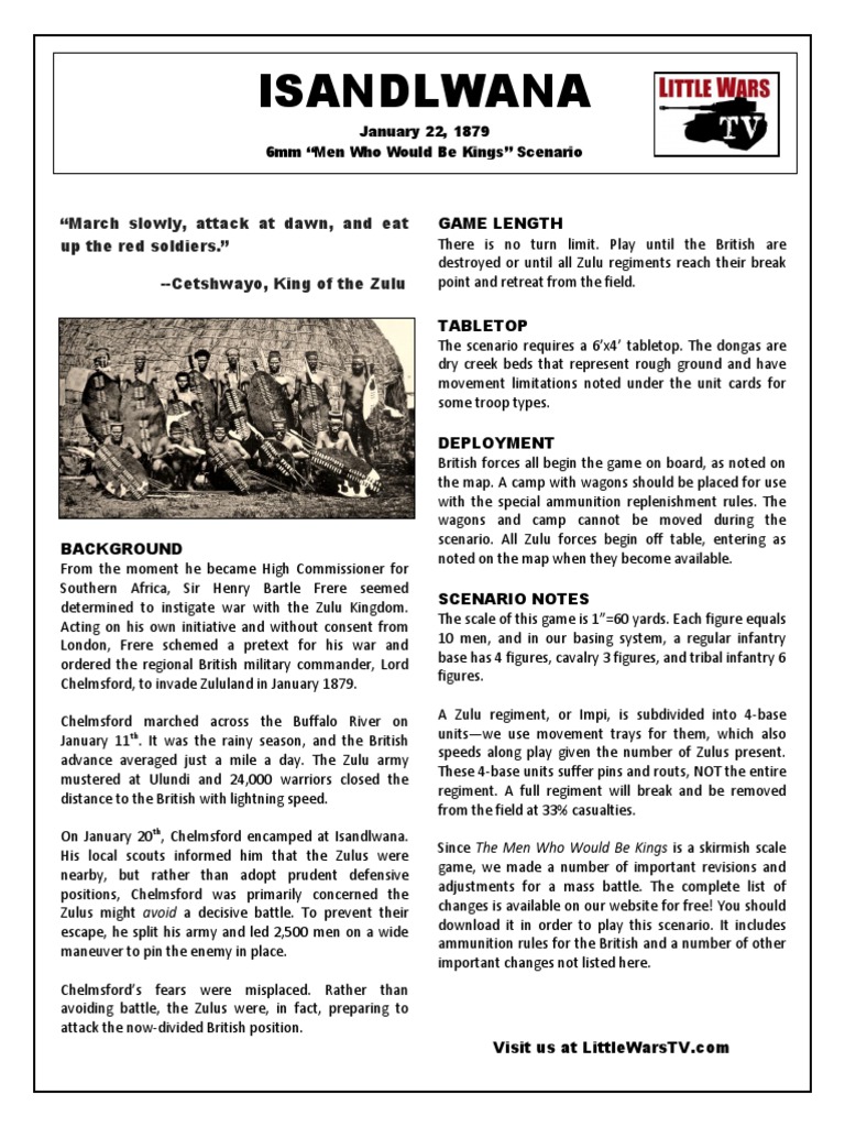 Isandlwana Battle Scenario Guide | PDF | Battle Of Isandlwana | Warfare