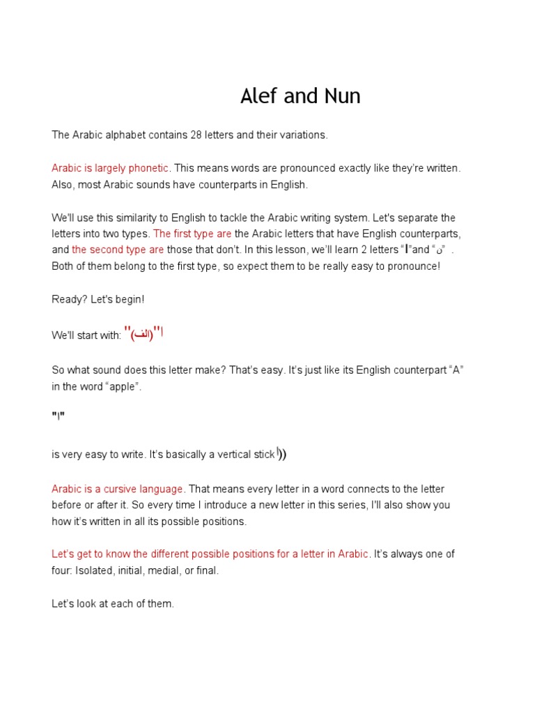 Alef &noon | PDF | Arabic | Alphabet
