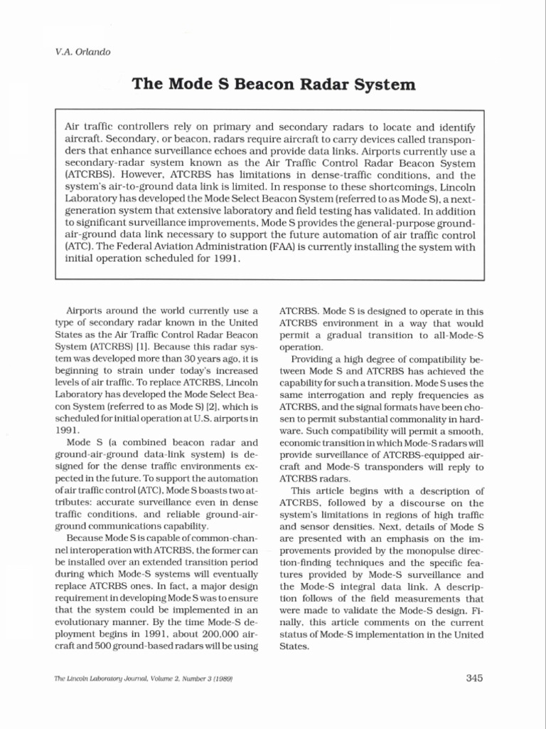 Mode S Beacon Radar System Orlando Ja 6373 | PDF | Transponder ...