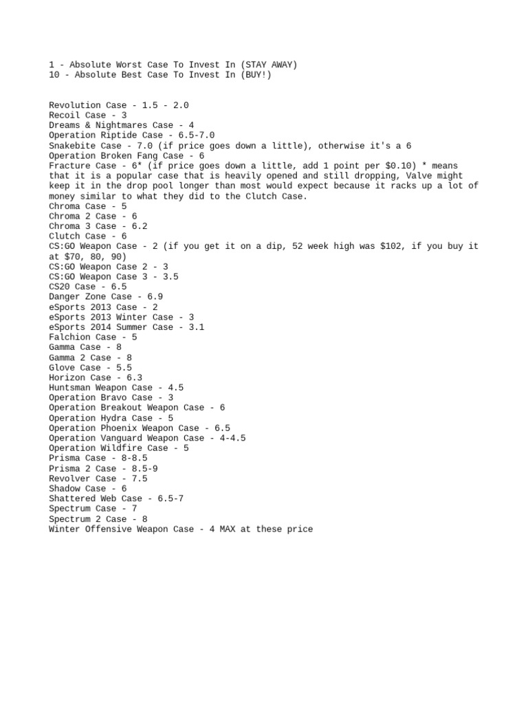 Csgo Cases Ranklist | PDF