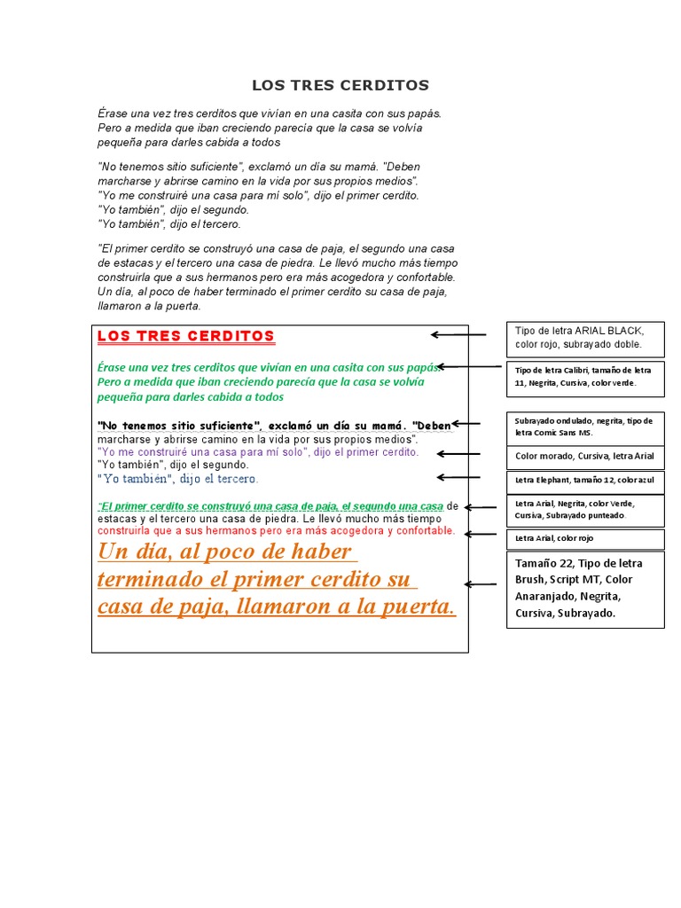Los Tres Cerditos: Cuento Clásico Infantil | PDF | Diseño gráfico ...