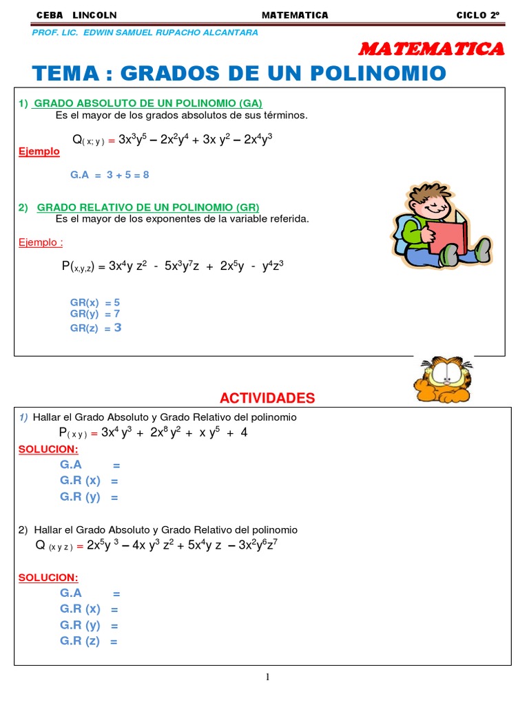 CEBA 2-Grados de Un Polinomio | PDF | Relaciones matematicas | Informática teórica