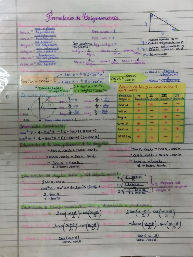 Formulario Trigo | PDF
