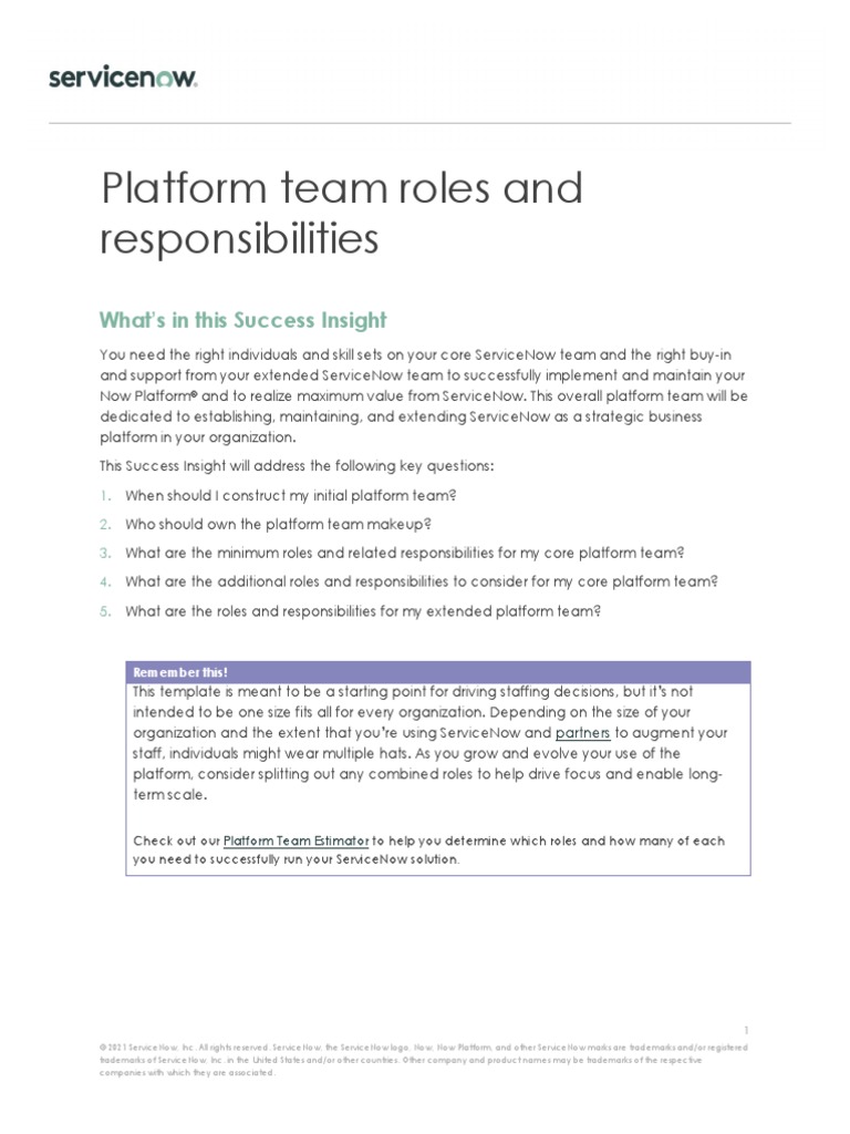Platform Team Roles Responsibilities | PDF | Governance | Enterprise ...
