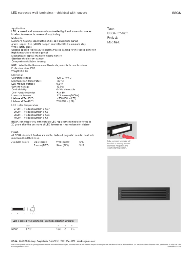 BEGA Spec | PDF | Electricity | Materials Science
