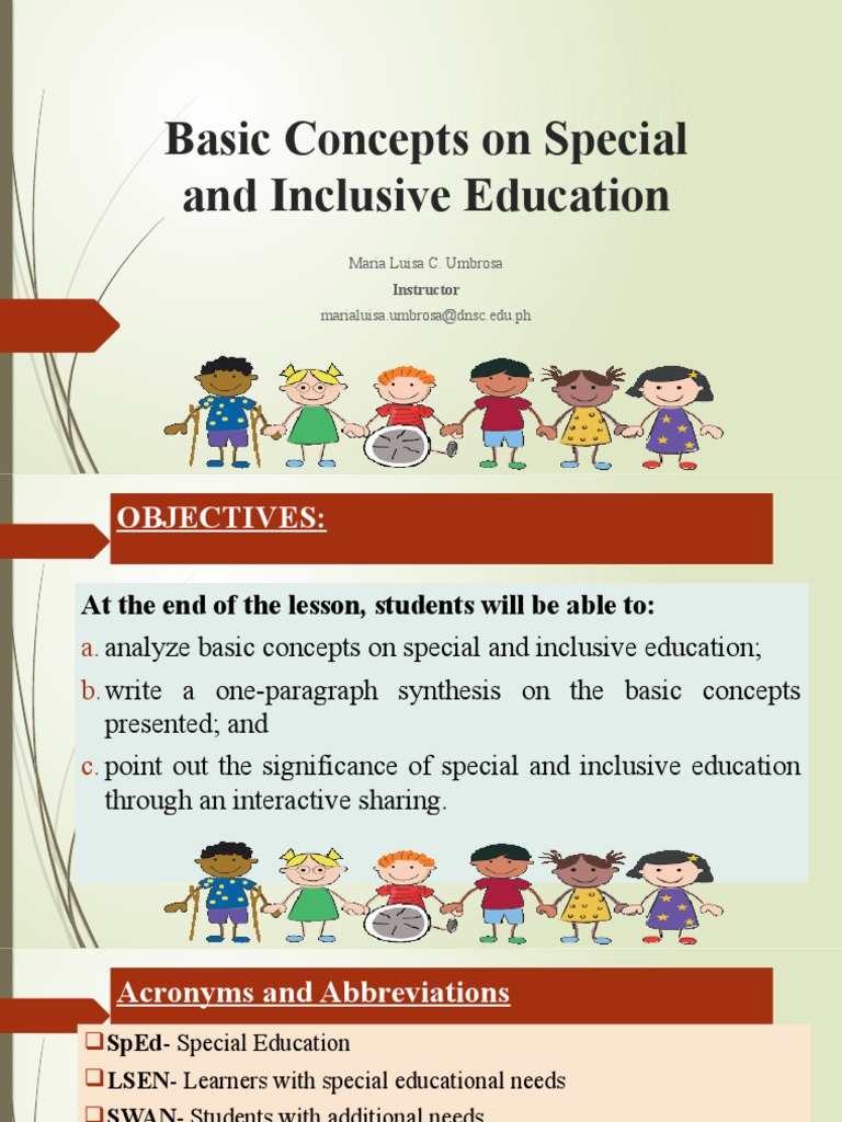 1 Basic Concepts On Special and Inclusive Education | PDF | Inclusion (Education) | Special ...