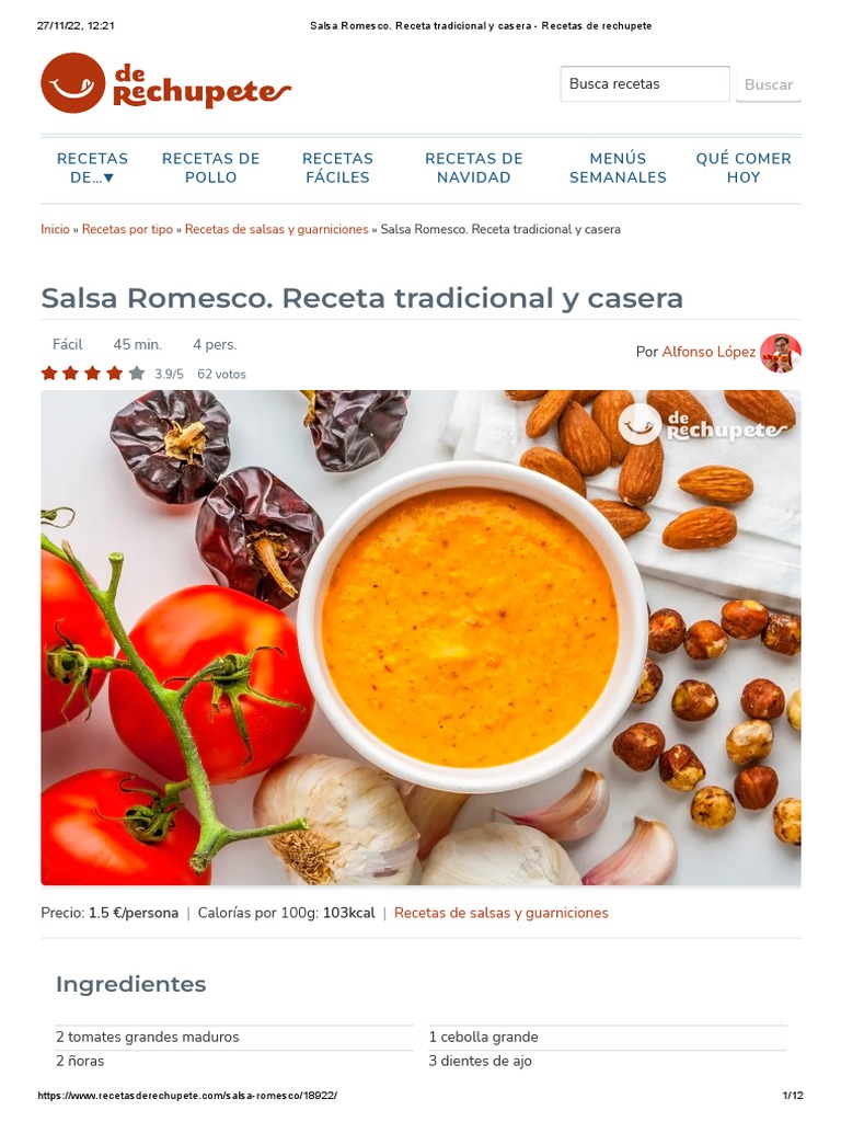 Salsa Romesco Tradicional Casera | PDF | Salsa | Cocina española