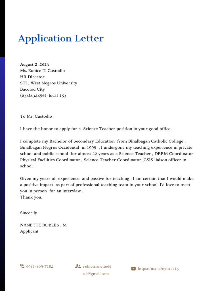Application Letter | PDF