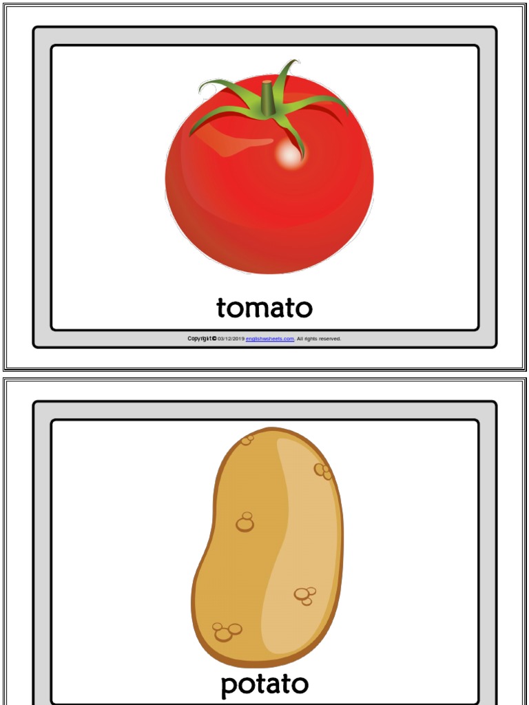 vegetables vocabulary flashcards | PDF | Foods | Food Ingredients