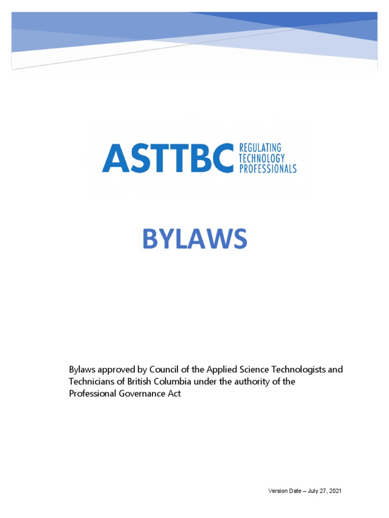 ASTTBC Bylaws Final | PDF | Voting | Expense