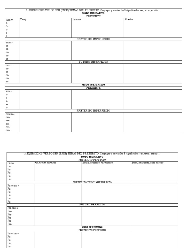 Ejercicios Verbo Ser | PDF | Artes del Lenguaje y Comunicación