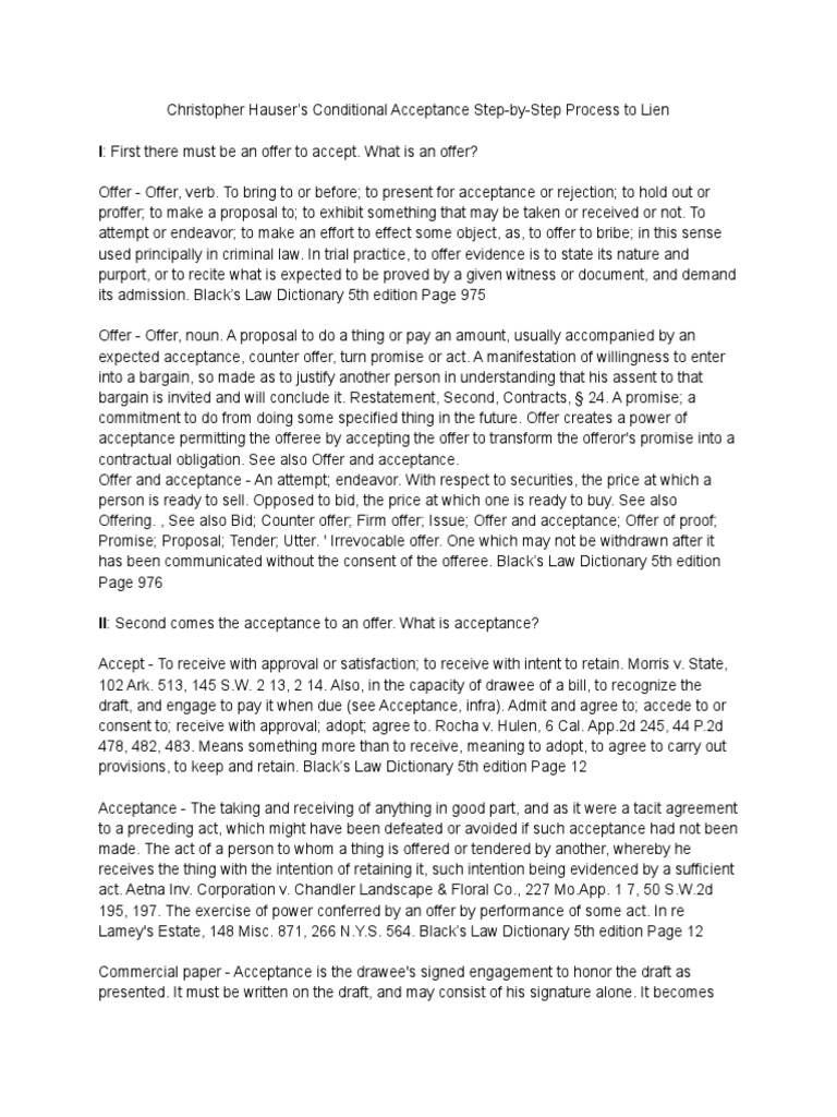 CA Step-by-Step Process To Lien Kristofer Hauser | PDF | Offer And ...