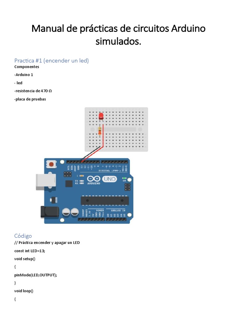 Manual De Prácticas De Circuitos Arduino Simulados Download Grátis Pdf Encendiendo