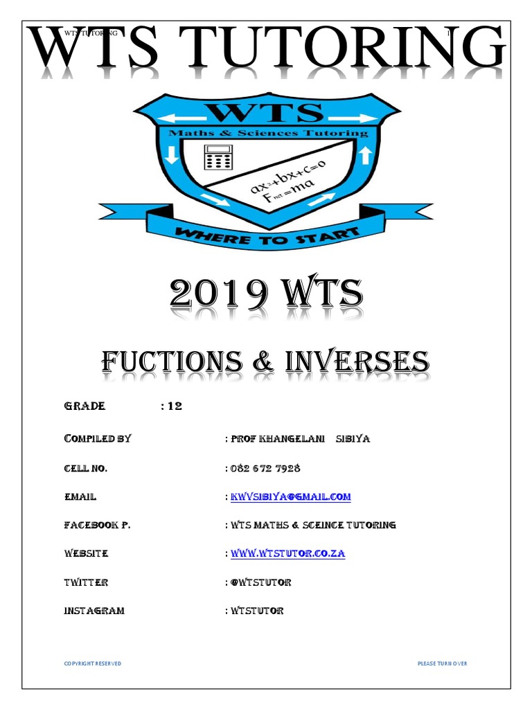 2019 Wts 12 Functions & Inverses-1 | PDF | Function (Mathematics ...