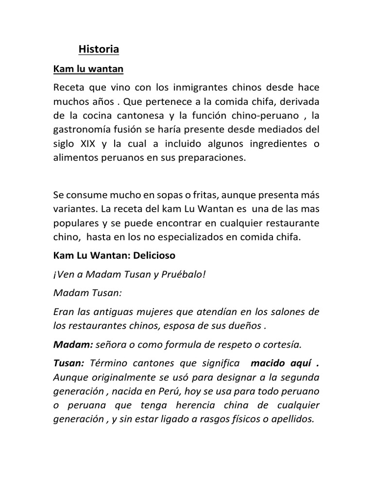 Kam Lu Wantan: Historia y Significado | PDF