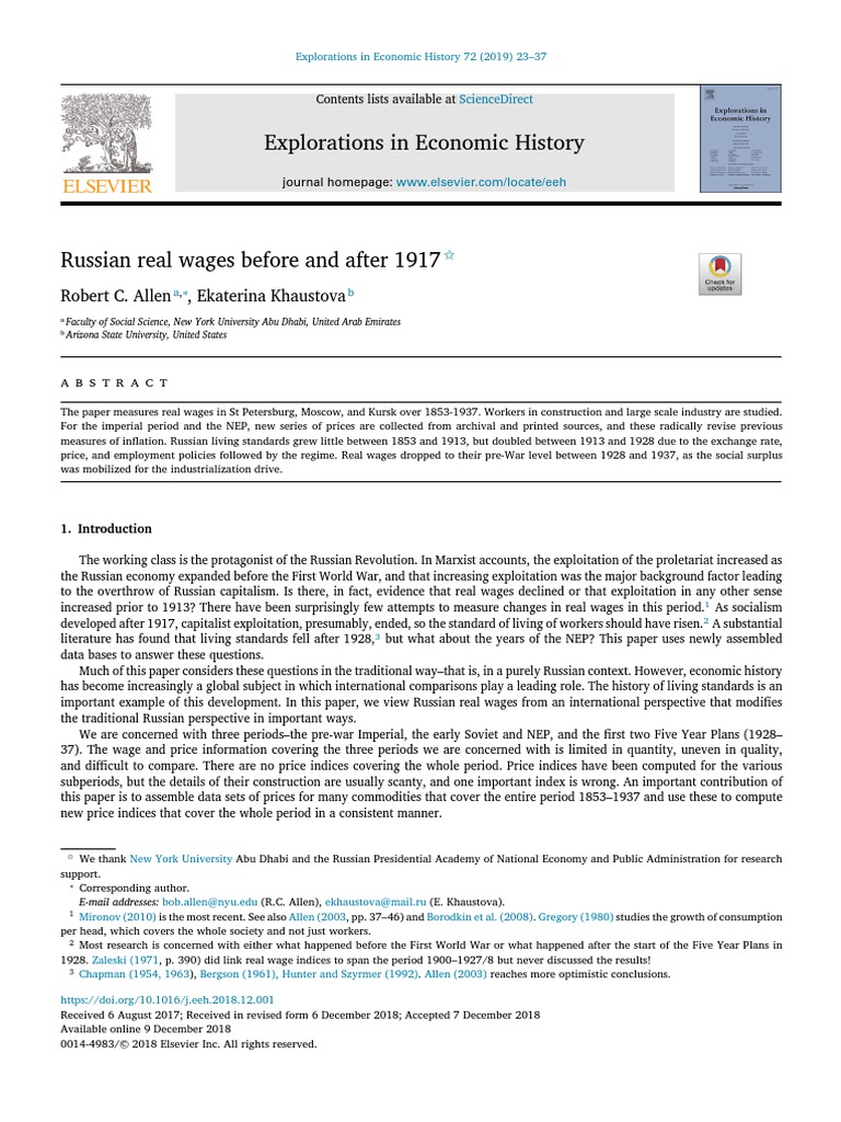 Russian Real Wages Before and After 1917 | PDF | Cost Of Living | Index ...