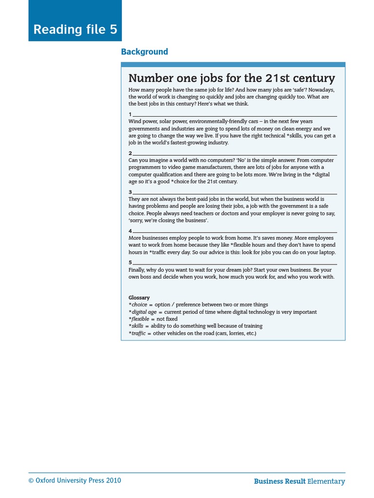 Vocabulary - BR Elem - Reading File 05 Number One Jobs For The 21st Century | PDF | Verb