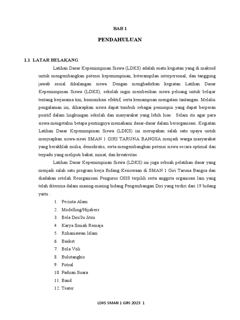 Proposal Ldks 2022 2023 Dewi | PDF