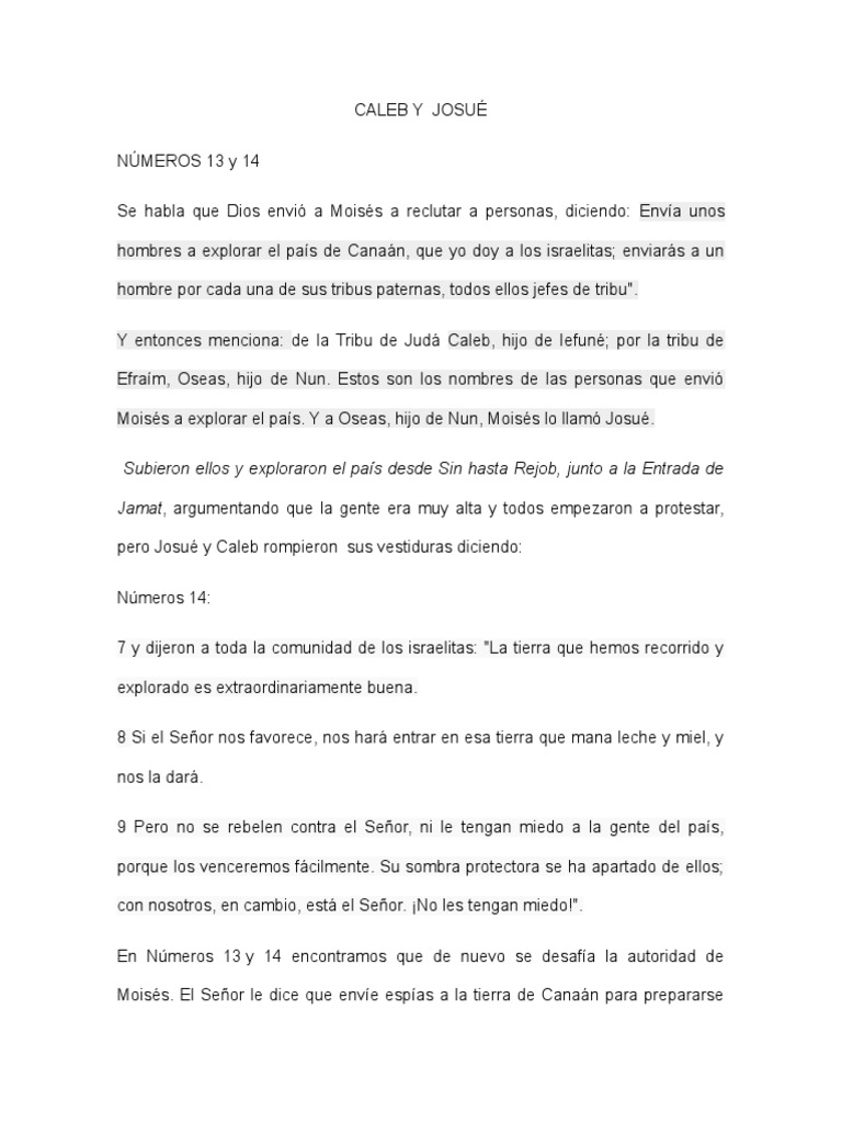 Caleb y Josue | PDF | Joshua | Libro de números