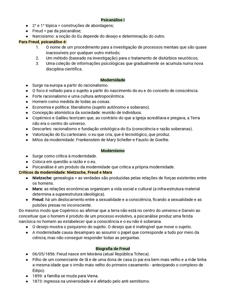 Resumo - P-I PDF | PDF | Sigmund Freud | Sonho