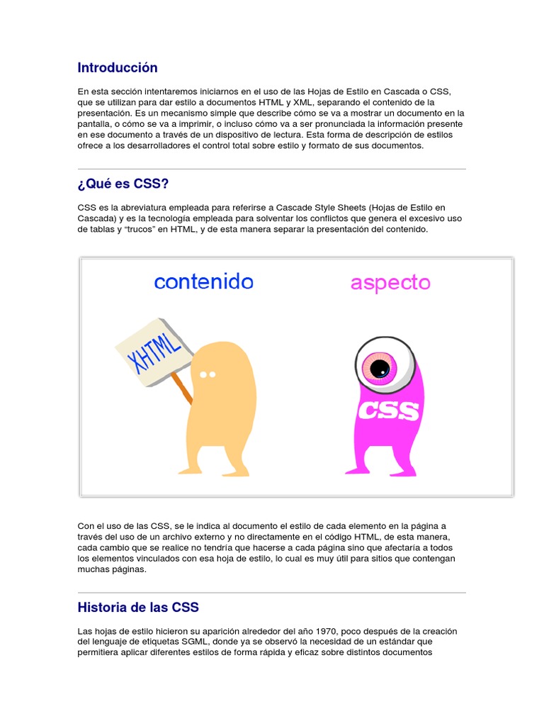 Introducción a CSS: Historia y Ventajas | PDF | HTML | Internet