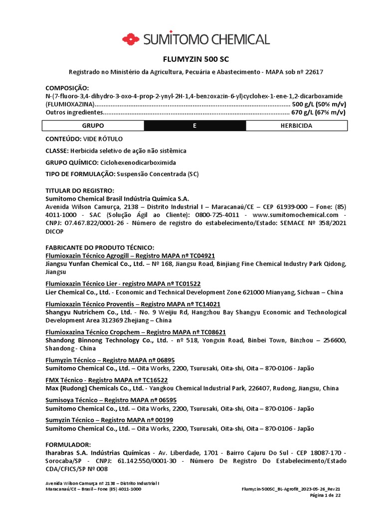 Herbicida Flumyzin 500 SC: Guia de Uso | PDF | Agricultura | Batata